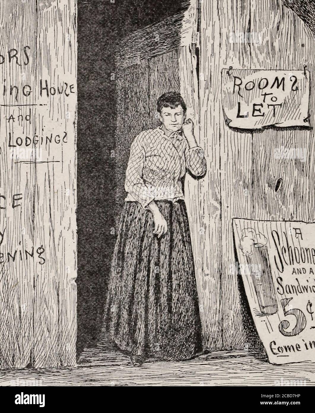 A familiar scene on Water Street in New York City, circa 1892 Stock ...