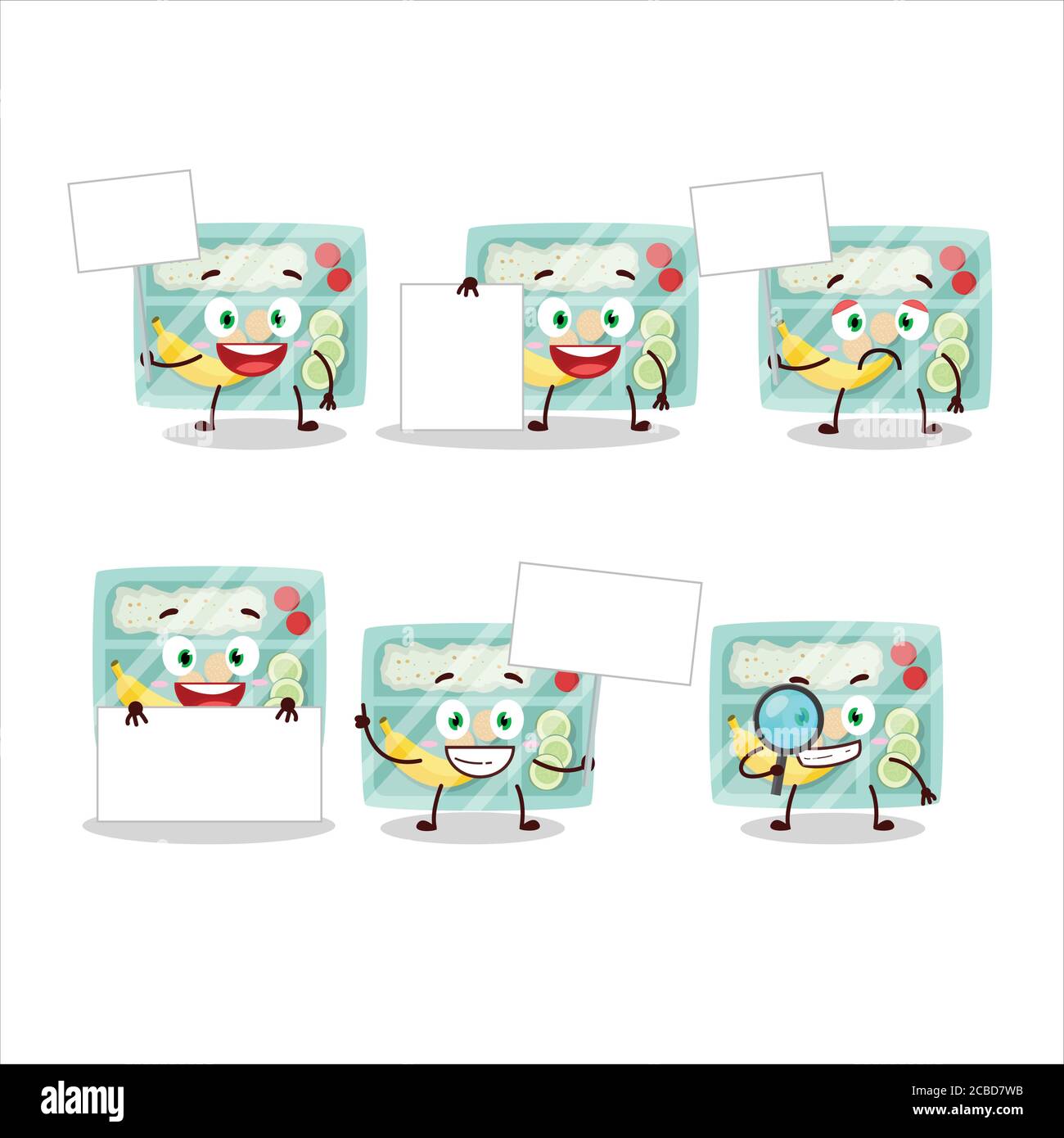 Lunch box cartoon character bring information board Stock Vector Image ...
