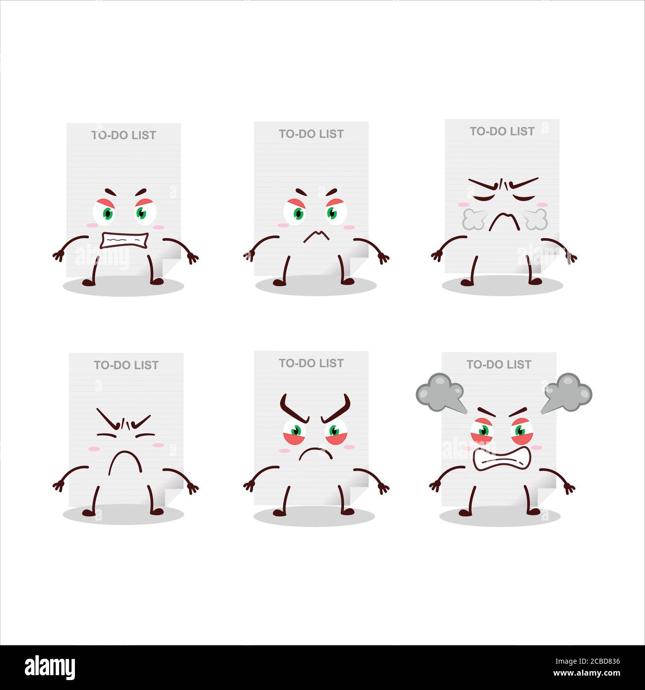To-do list paper cartoon character with various angry expressions Stock ...