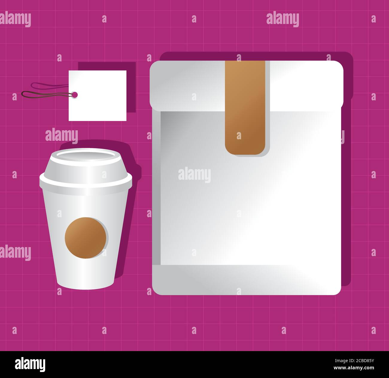 mockup paper envelope and cup packaging gradient style vector ...