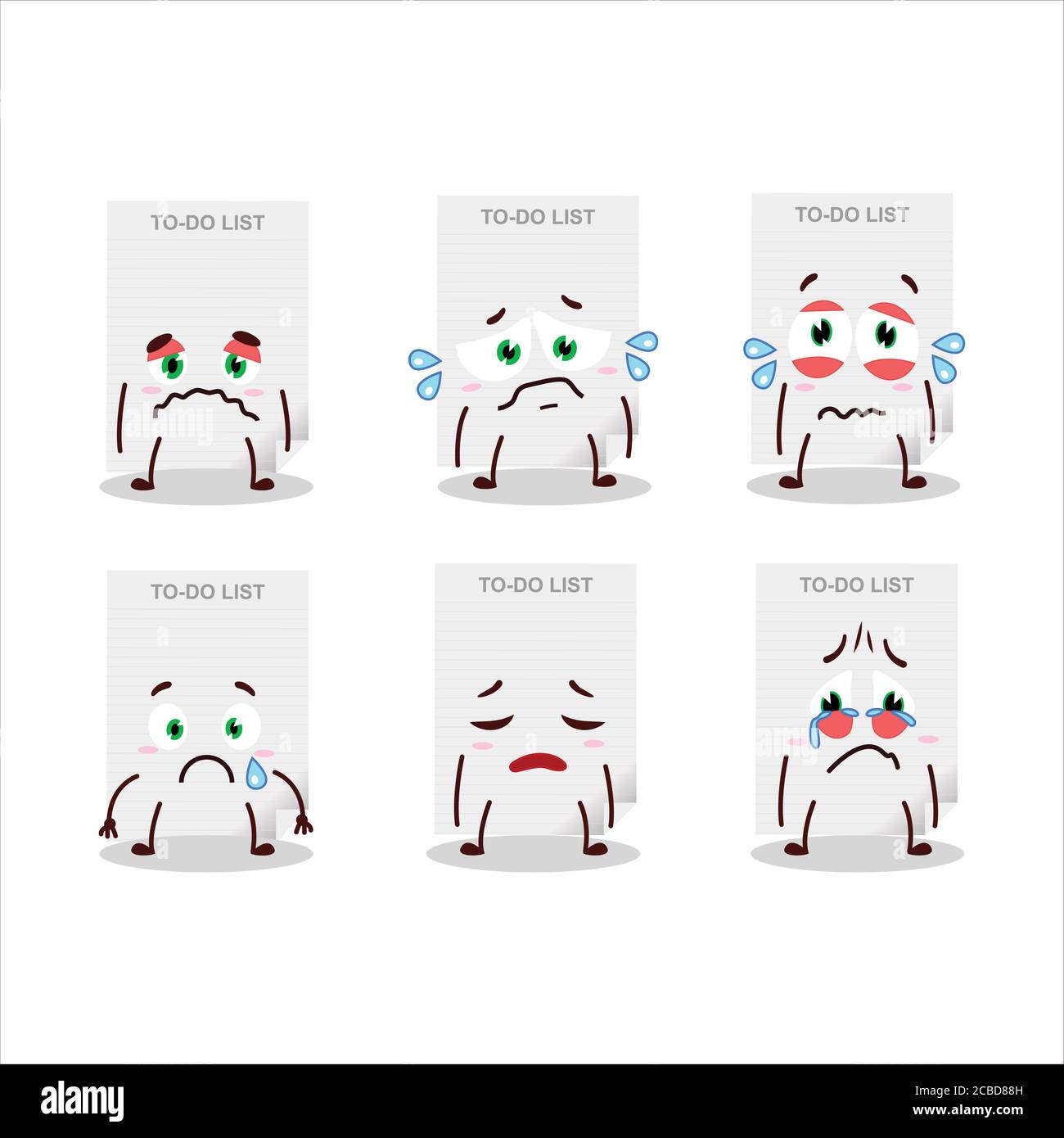 To-do list paper cartoon character with sad expression Stock Vector ...