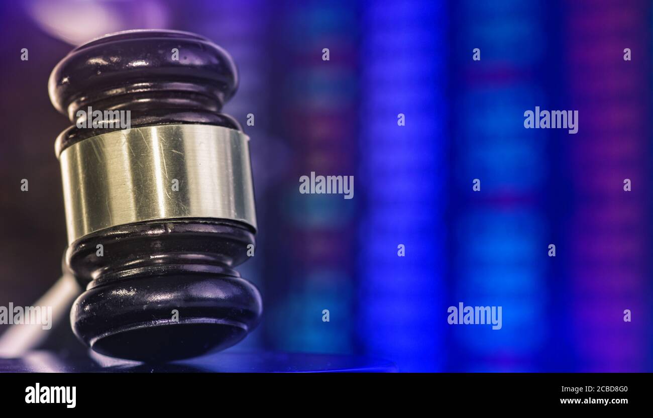 Judges gavel with glowing computer screen monitor background Stock ...