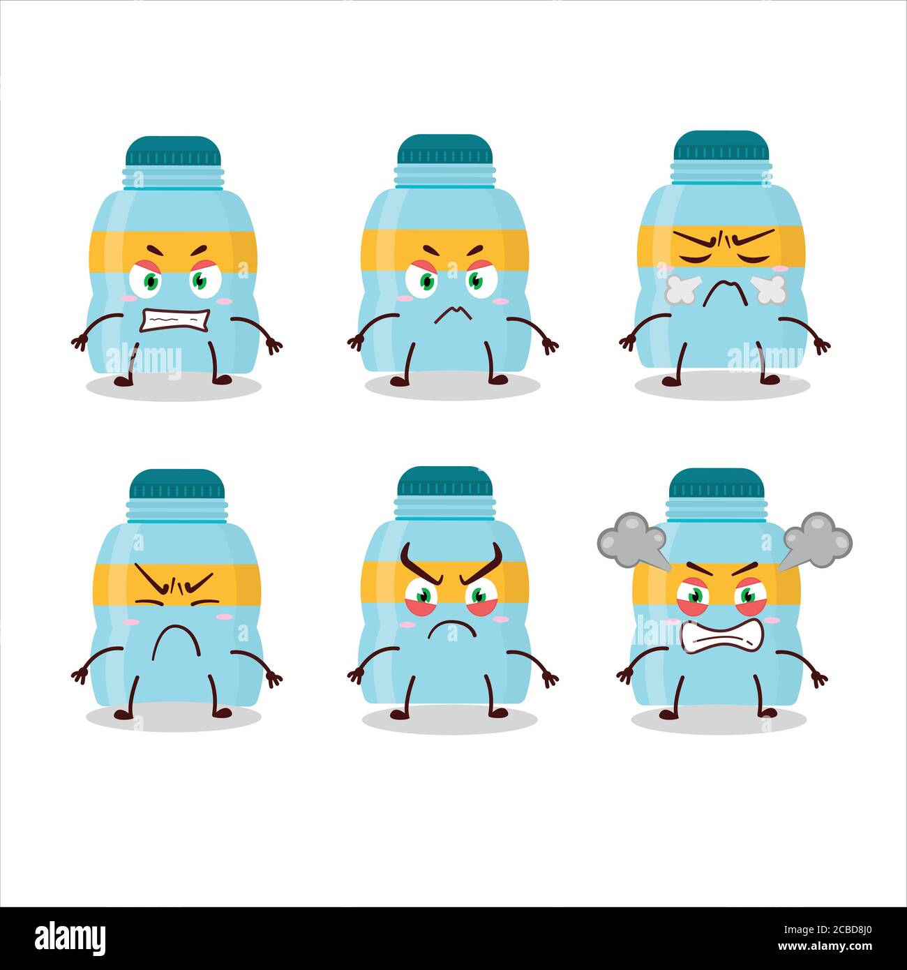 Drink bottle cartoon character with various angry expressions Stock ...
