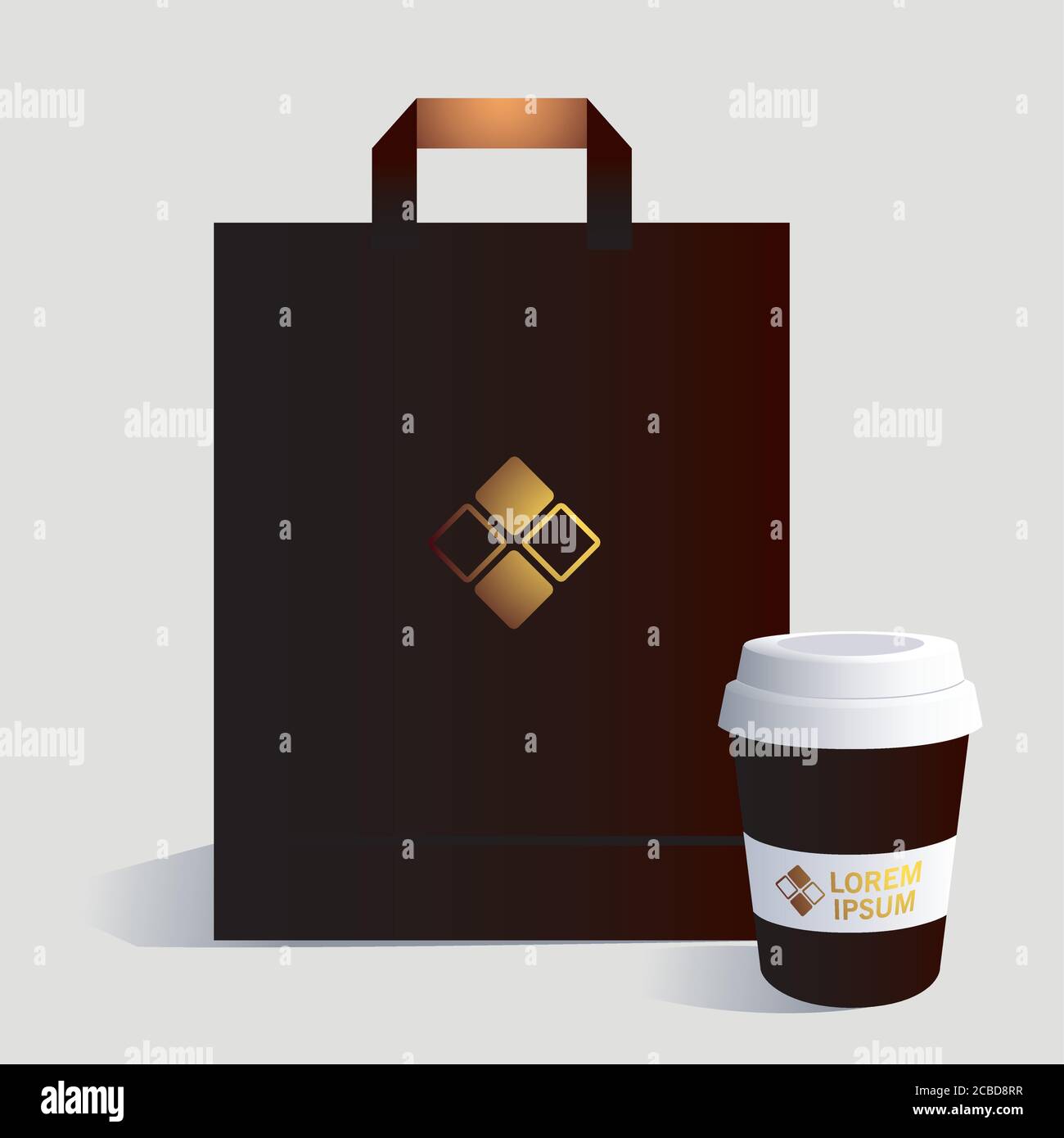 shopping bag, corporate identity template on white background vector ...