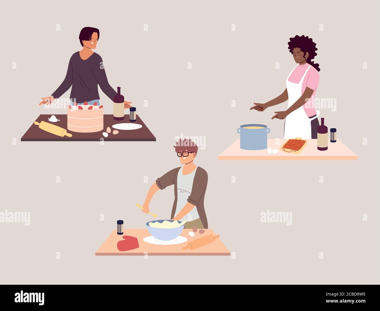 set of people preparing food vector illustration design Stock Vector ...