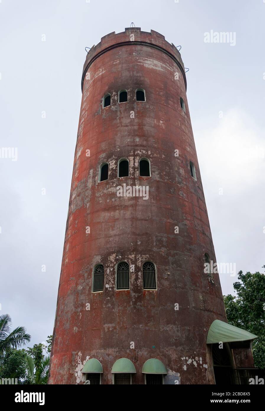 The red Yokahu Tower, an observation tower within El Yunque National ...