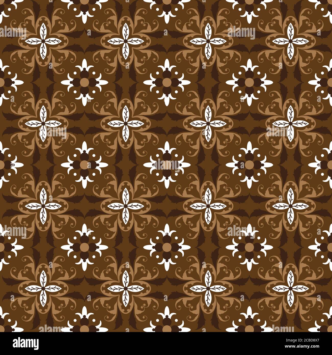Simple flower motifs and art work on Jogja batik design with brown ...