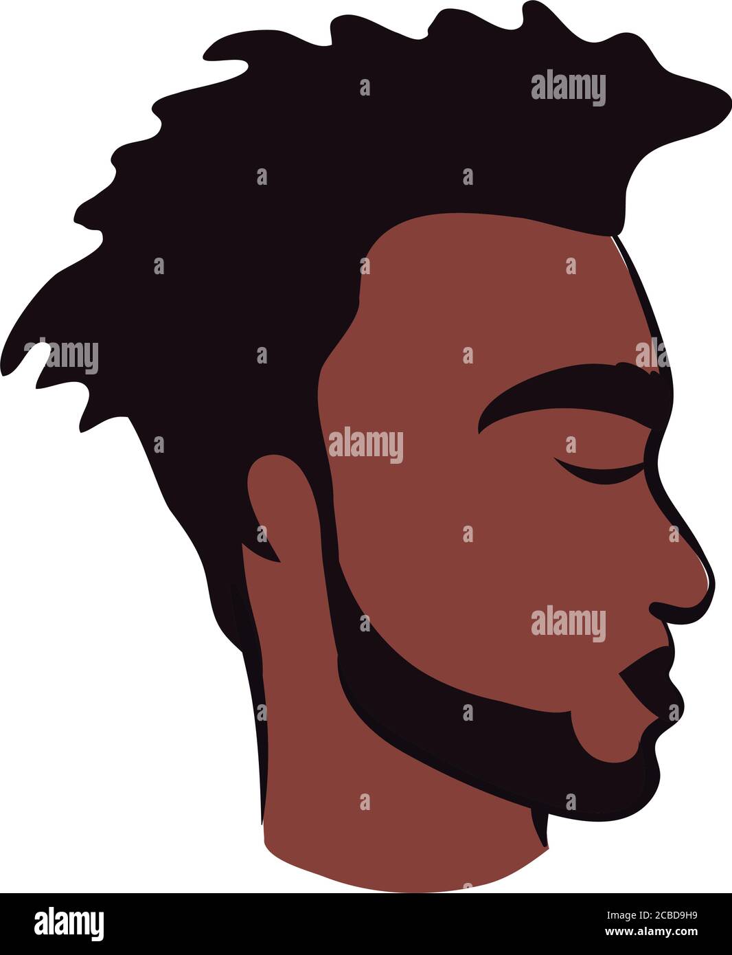 profile young afro man ethnicity with beard flat style icon vector ...
