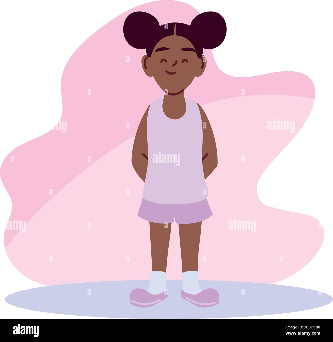 Happy Little Black Girl Cartoon
