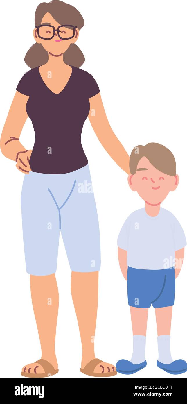 Mother with son cartoons design, Family relationship and generation ...