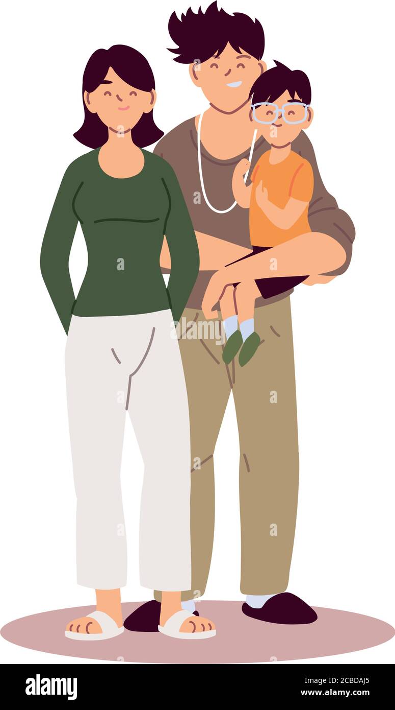 Mother father and son cartoons design, Family relationship and ...