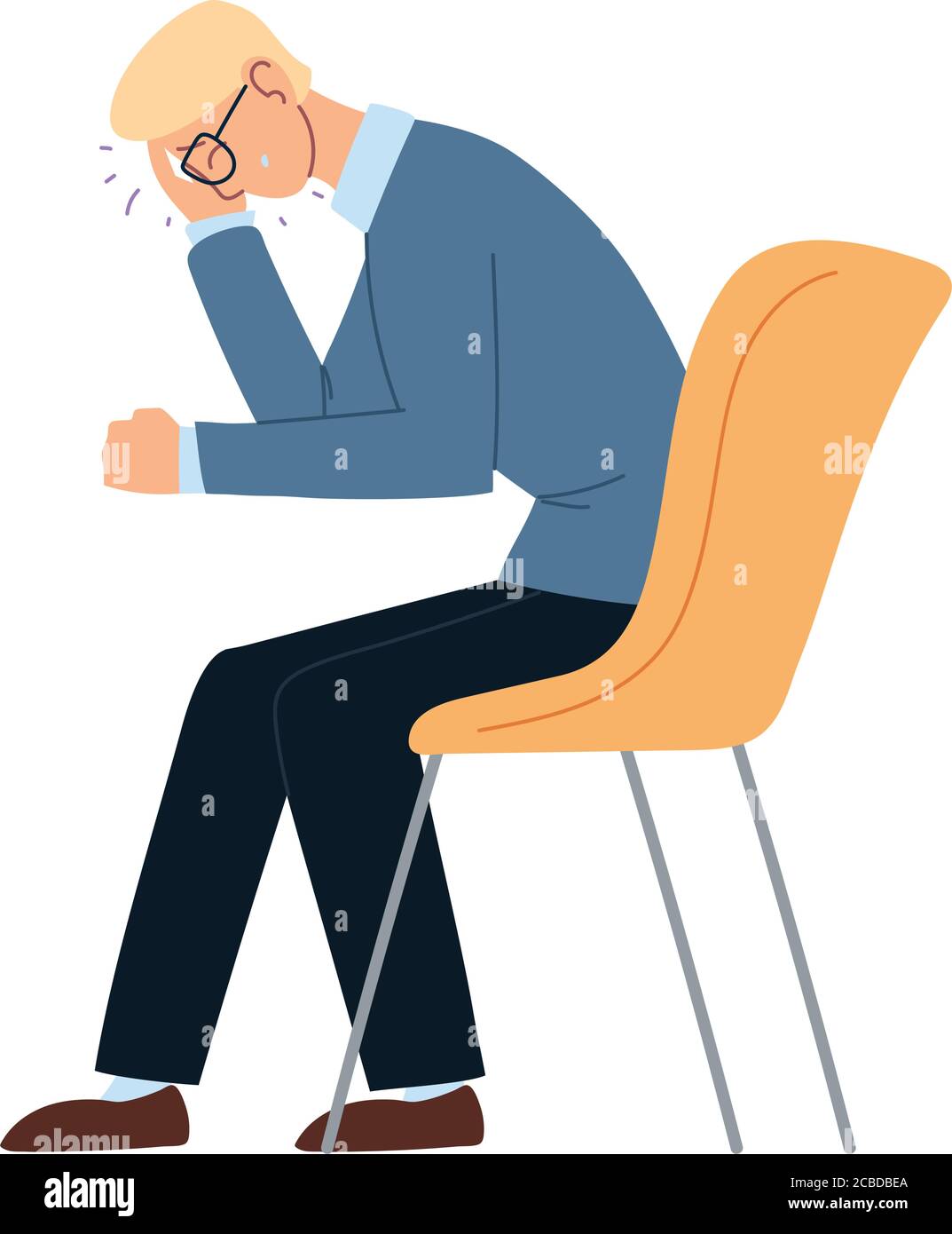 Businessman cartoon with headache on chair design, business and ...