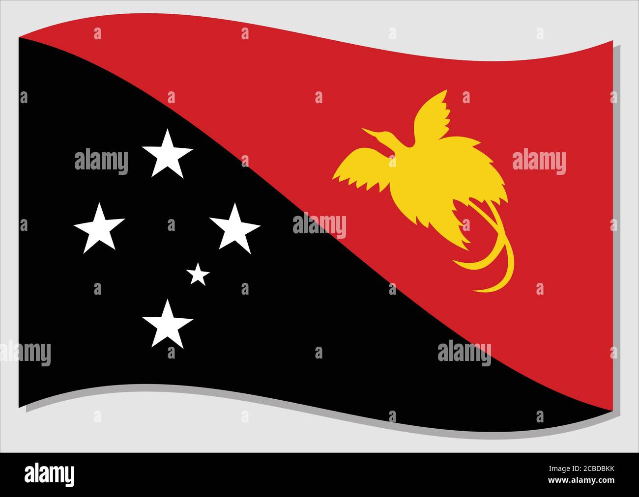 Waving flag of Papua New Guinea vector graphic. Waving Papuan flag ...