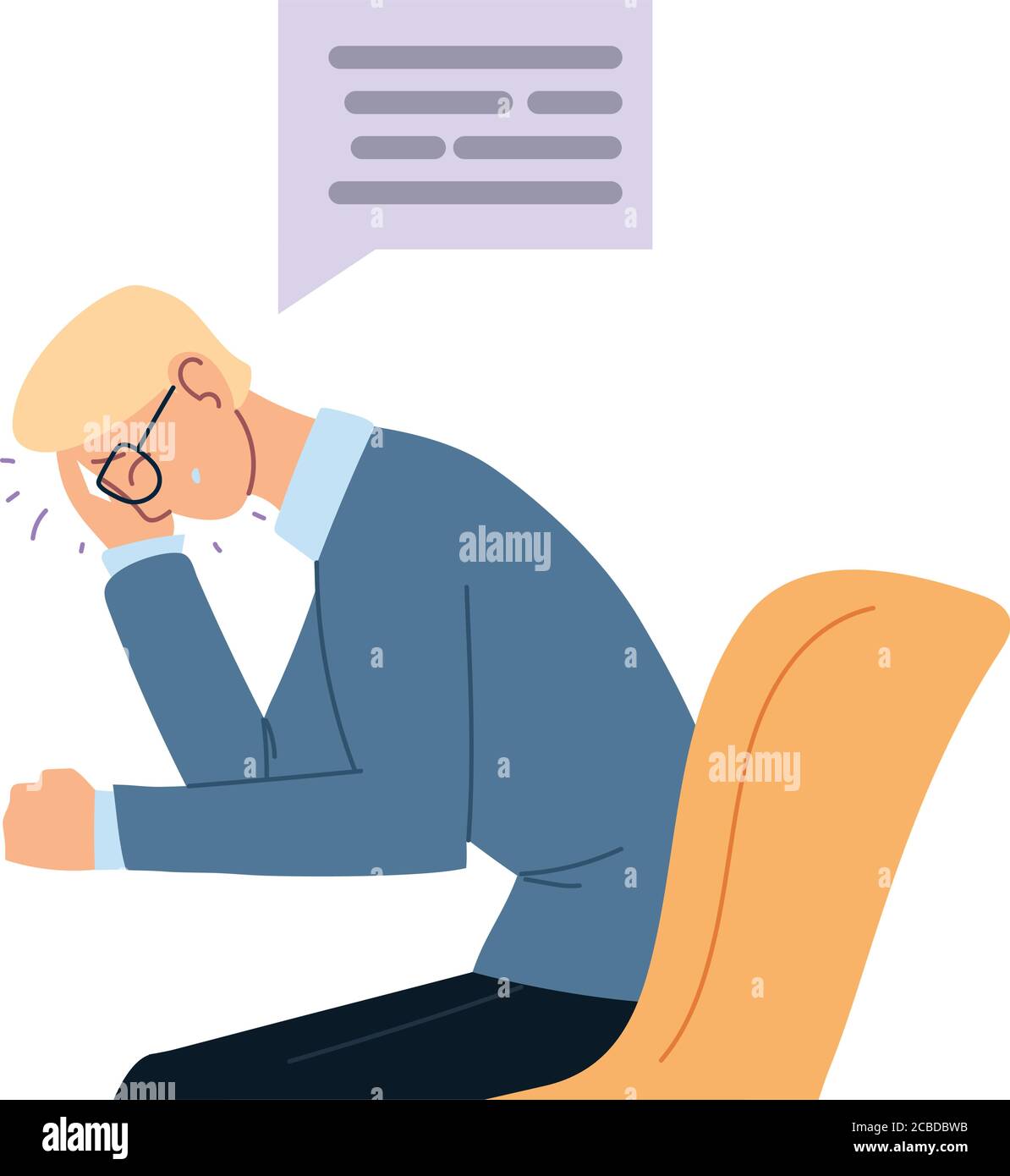 Businessman cartoon with headache on chair and bubble design, business ...
