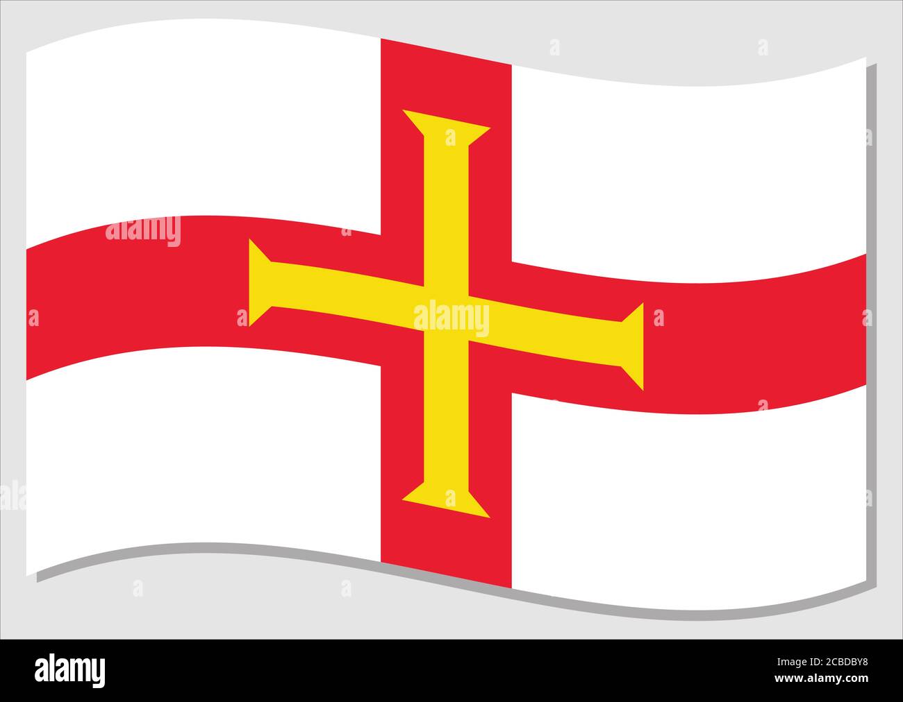 Waving flag of Guernsey vector graphic. Waving Guernesiais flag ...