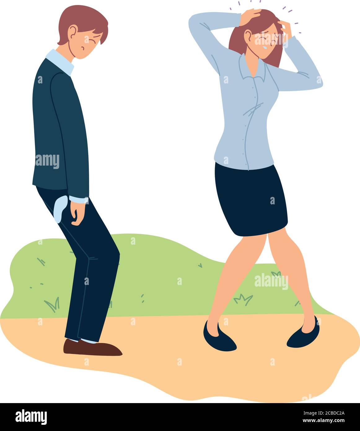 Businessman and businesswoman cartoons with headache design, business ...