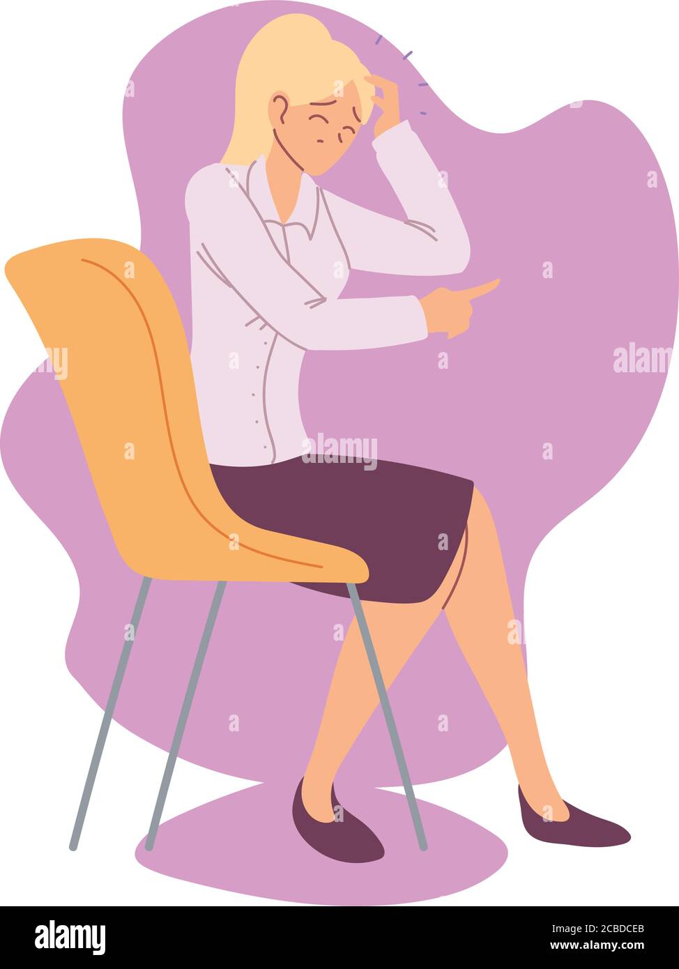 Businesswoman cartoon with headache on chair design, business and ...