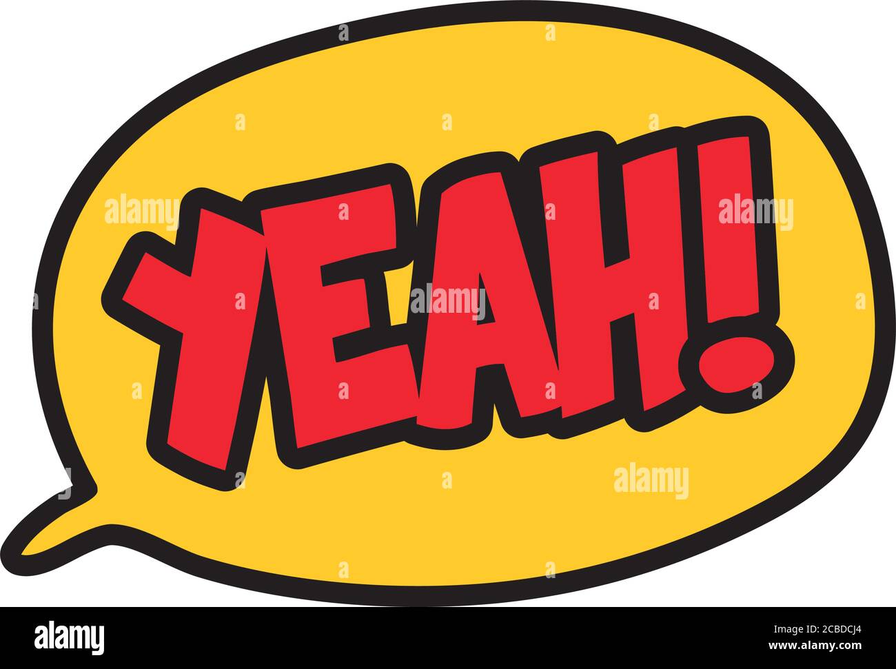 speech bubble with expresion yeah word pop art flat style vector ...