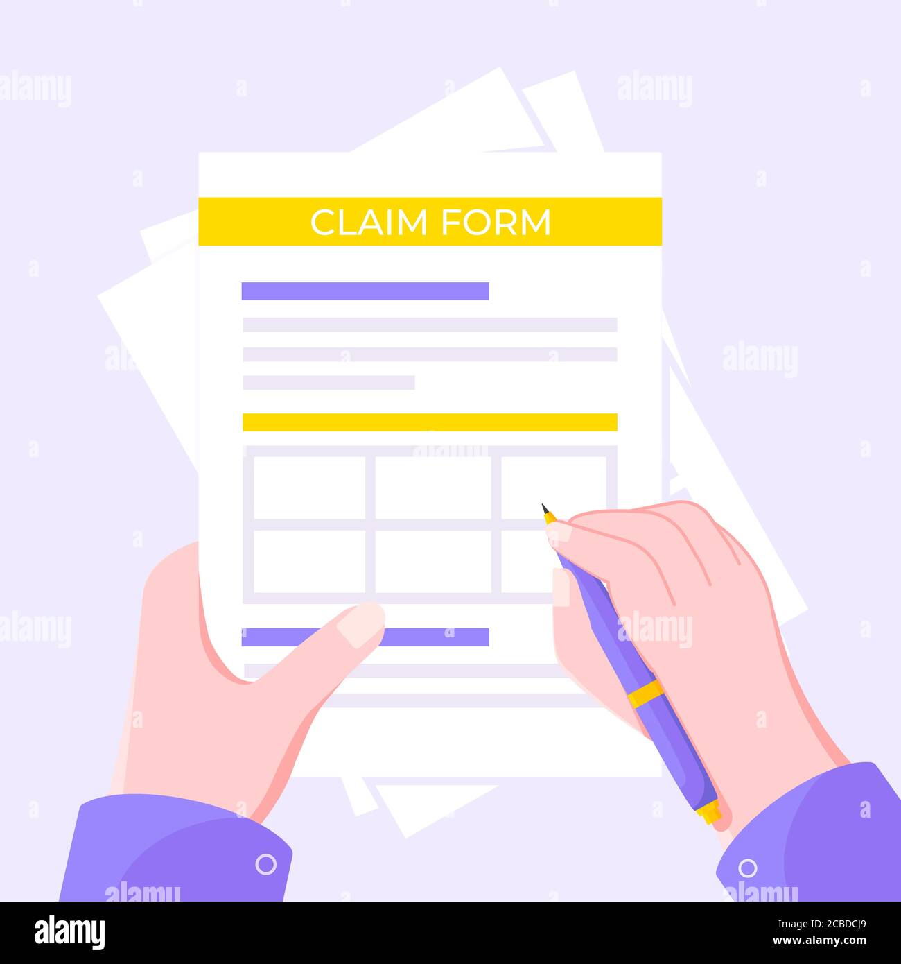Claim form paper sheets isolated on gray background flat style design ...