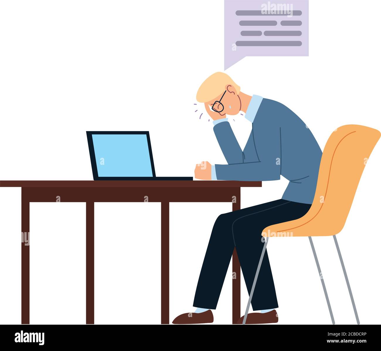 Businessman cartoon with headache on chair and desk design, business and management theme Vector ...