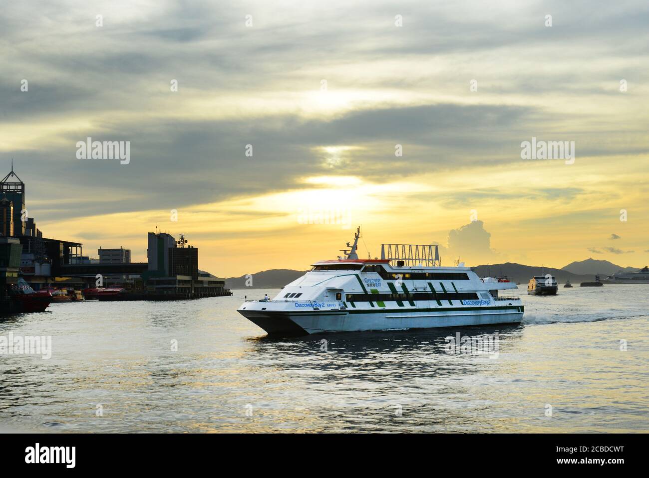 The Discovery Bay ferry in Victoria harbour in Hong Kong Stock Photo ...