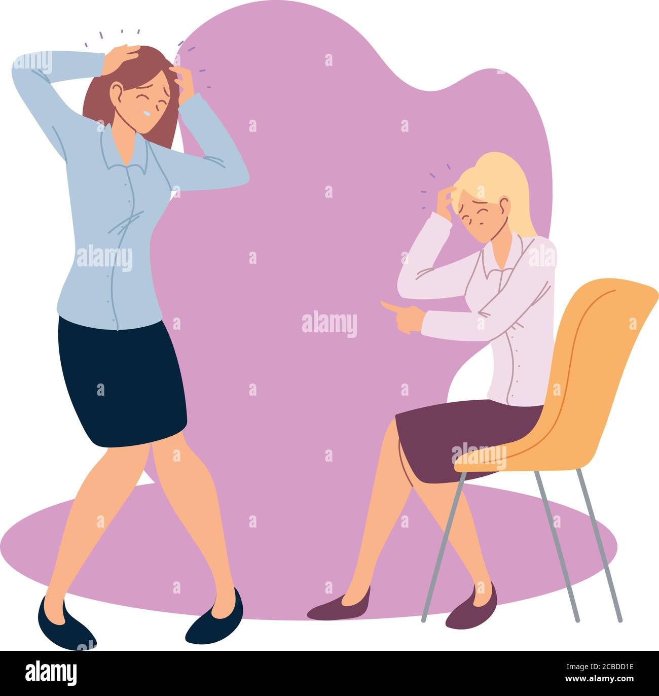 Businesswomen cartoons with headache on chair design, business and management theme Vector ...