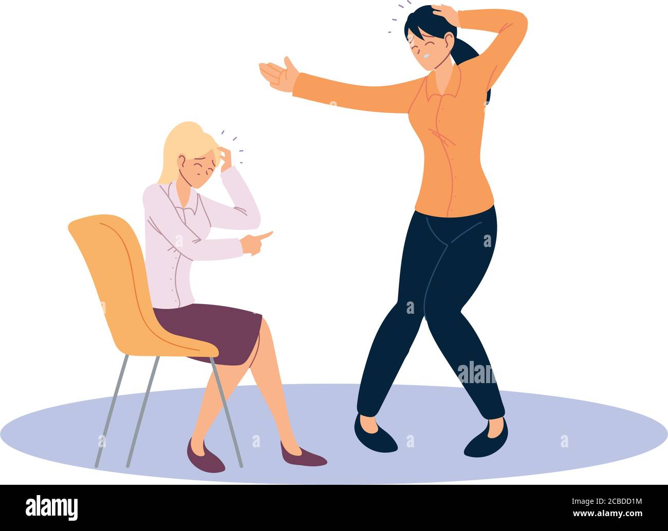 Businesswomen cartoons with headache on chair design, business and management theme Vector ...