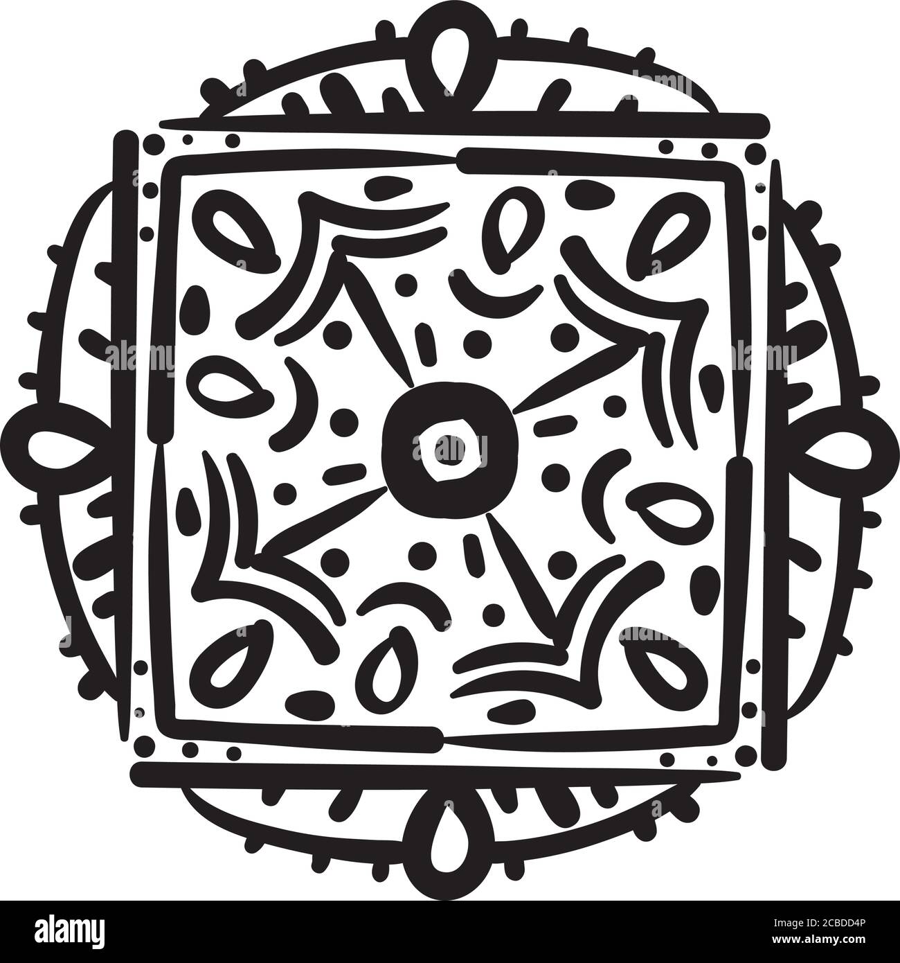 square mandala floral silhouette style icon vector illustration design ...