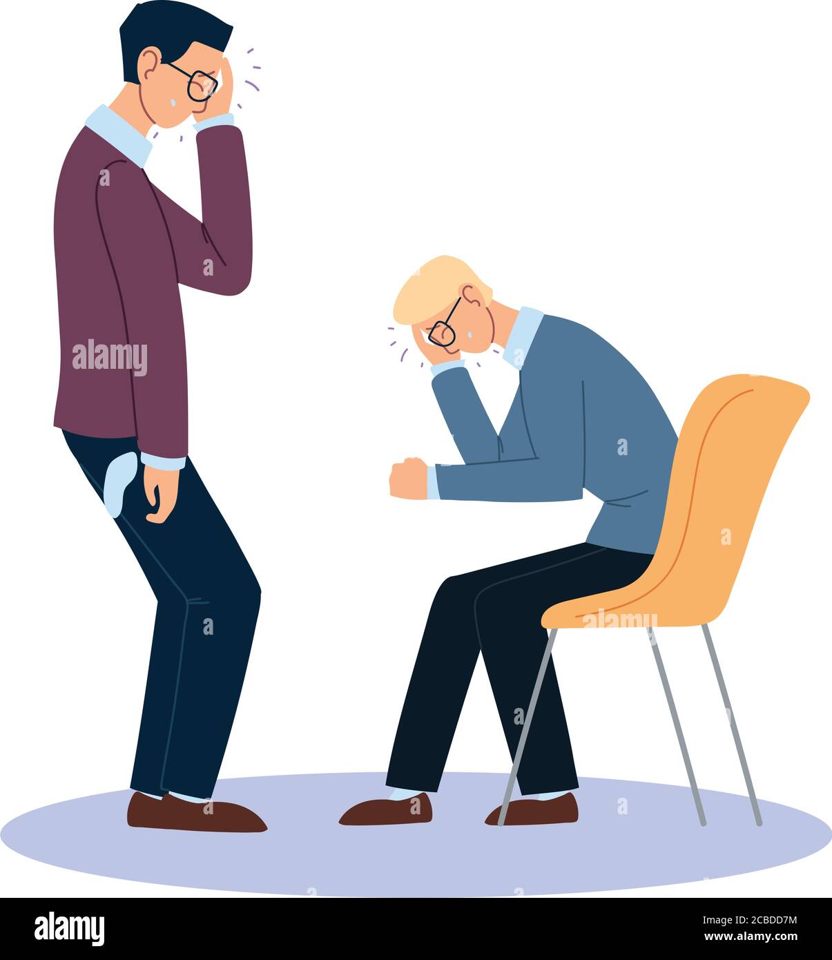 Businessmen cartoons with headache on chair design, business and ...