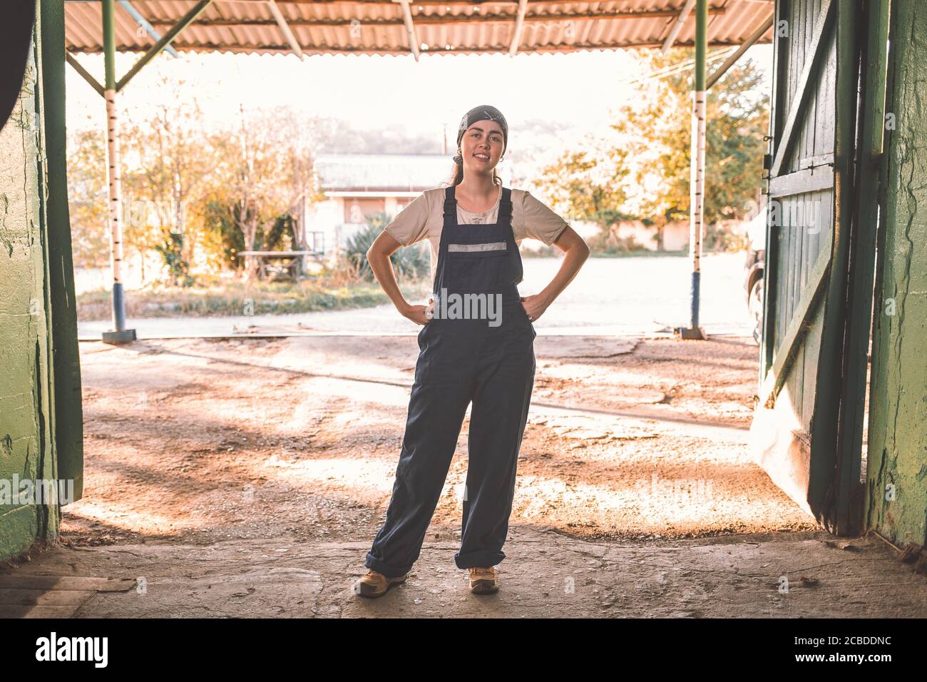 Gender equality. Portrait of a young smiling brunette woman in a work ...