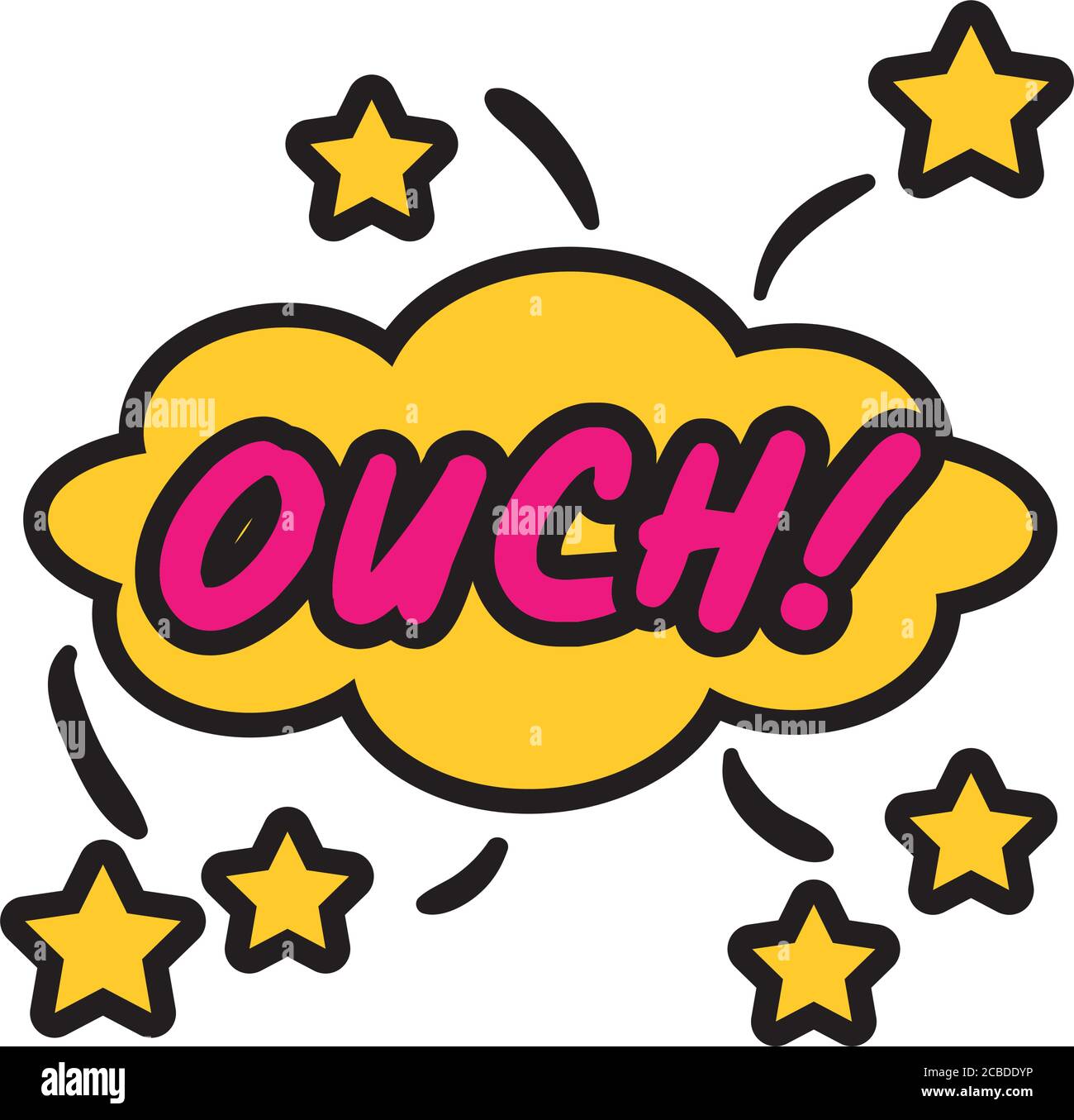 expresion cloud with ouch word pop art flat style vector illustration ...