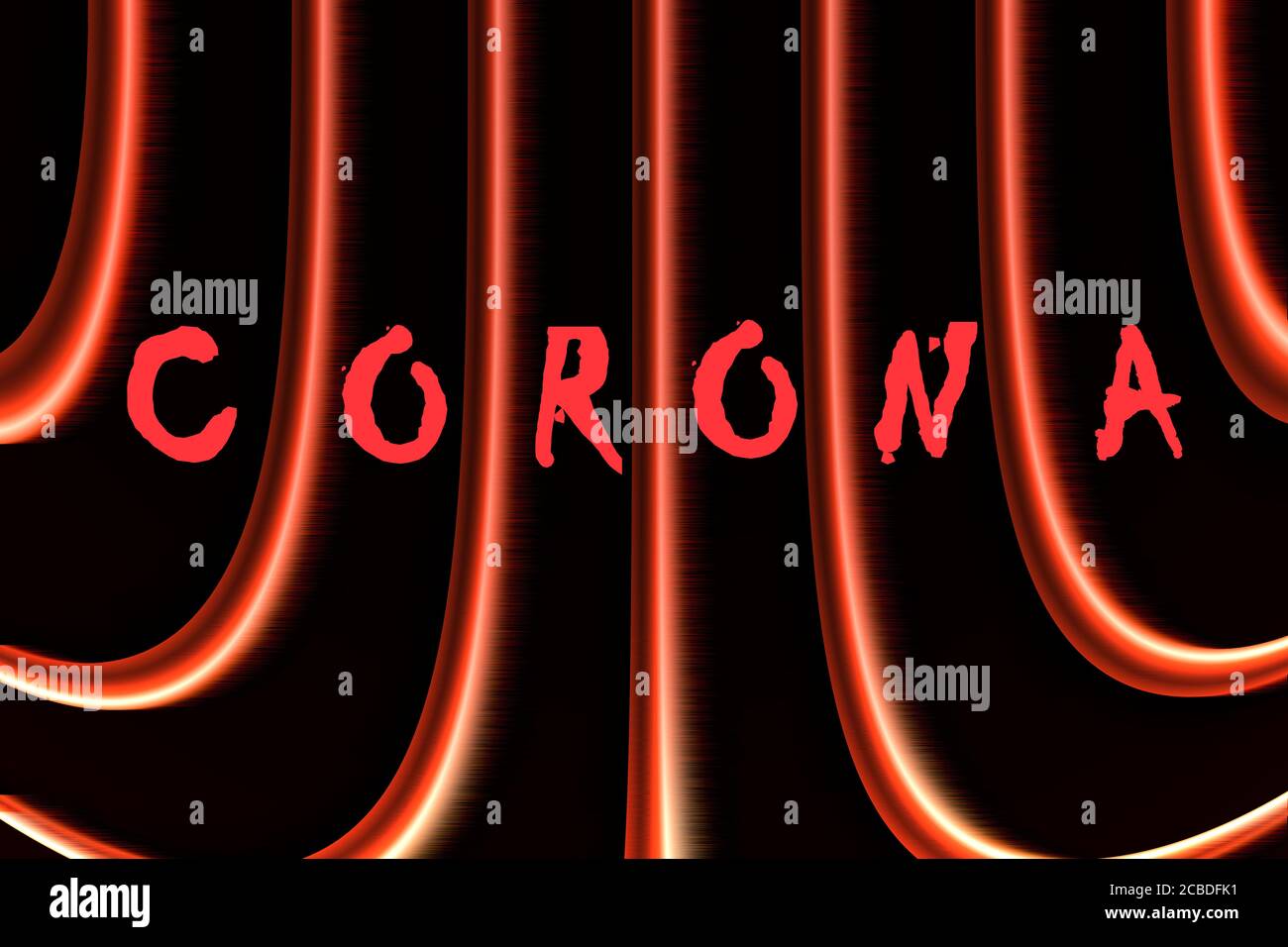 Red color Corona text on black background Stock Photo - Alamy