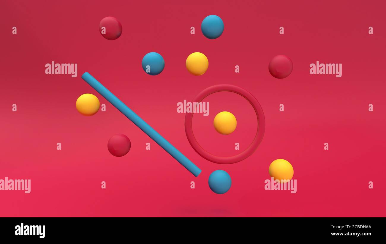 3d render Abstract multi-colored objects minimalist background Stock ...