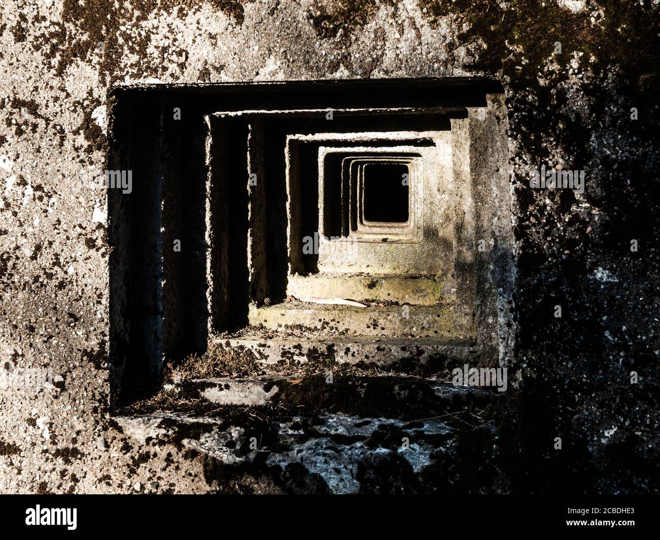 Outside detailed view of loophole of old military bunker Stock Photo ...