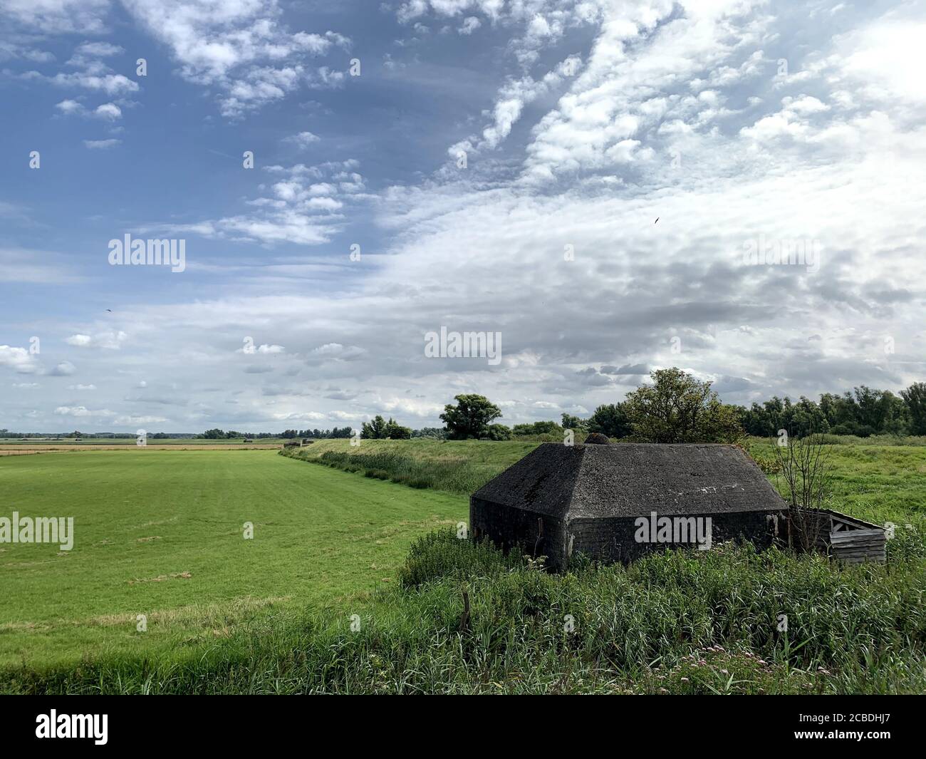 German bunker, casemate in Dutch landscape as part of a defense wall ...