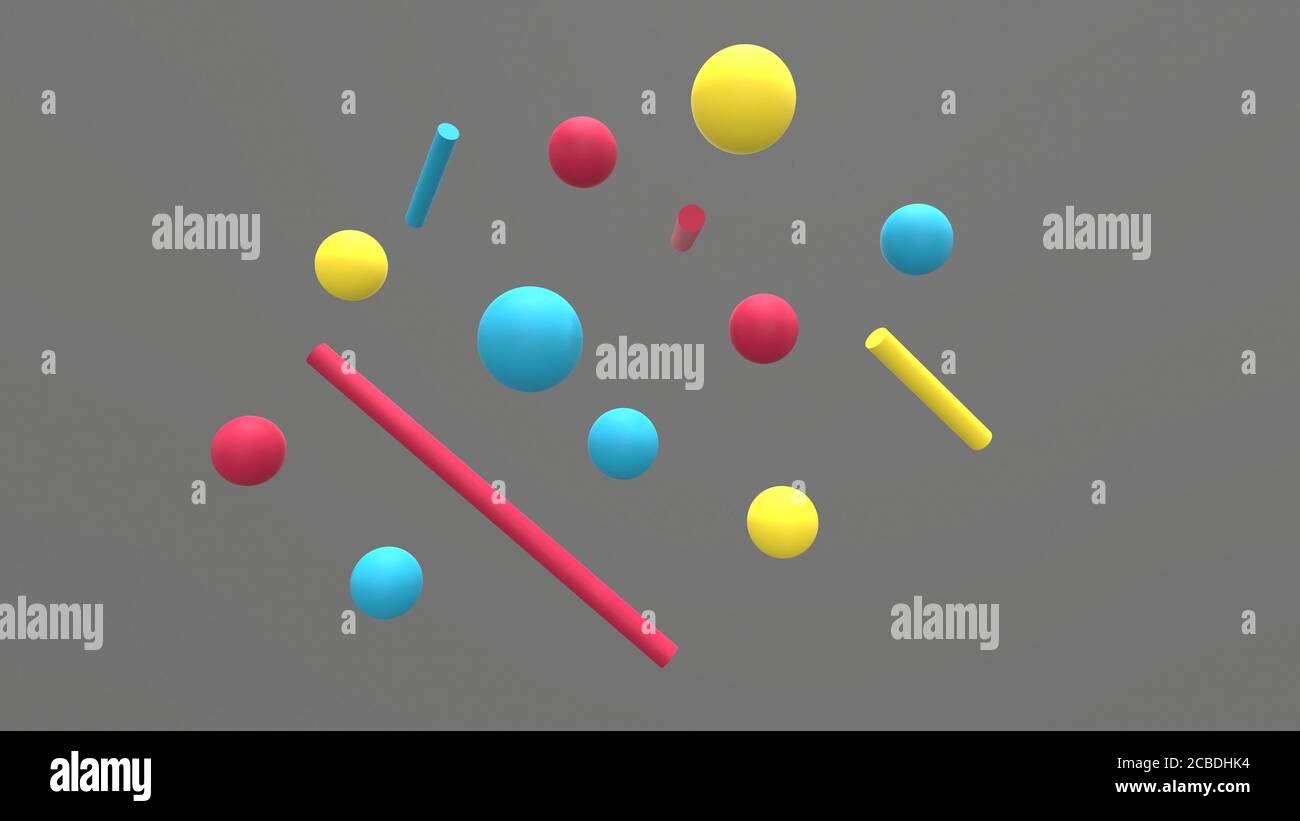 3d render Abstract multi-colored objects minimalist background Stock ...