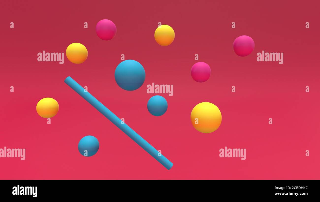 3d render Abstract multi-colored objects minimalist background Stock ...