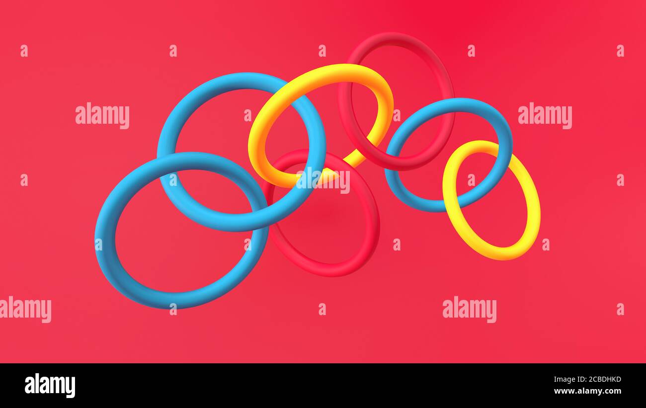 3d render Abstract multi-colored objects minimalist background Stock ...