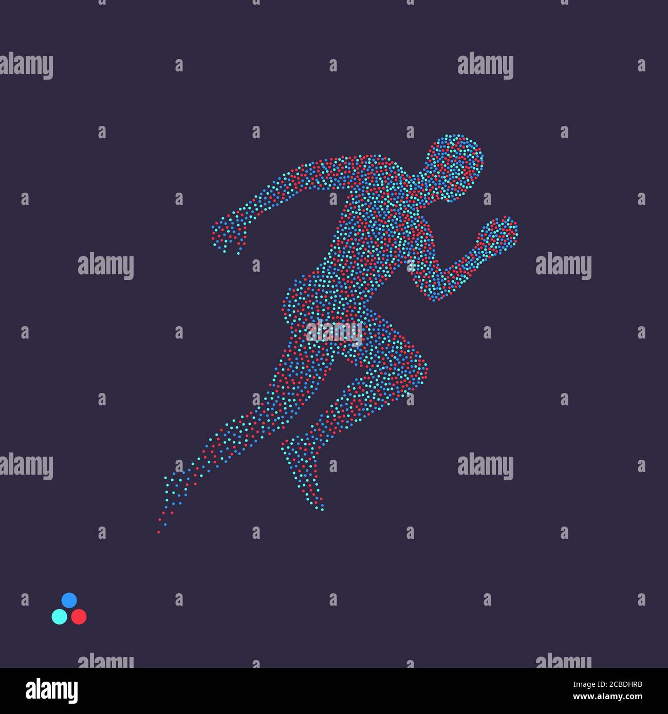 Running man. Design for sport, business, science and technology. Dotted ...