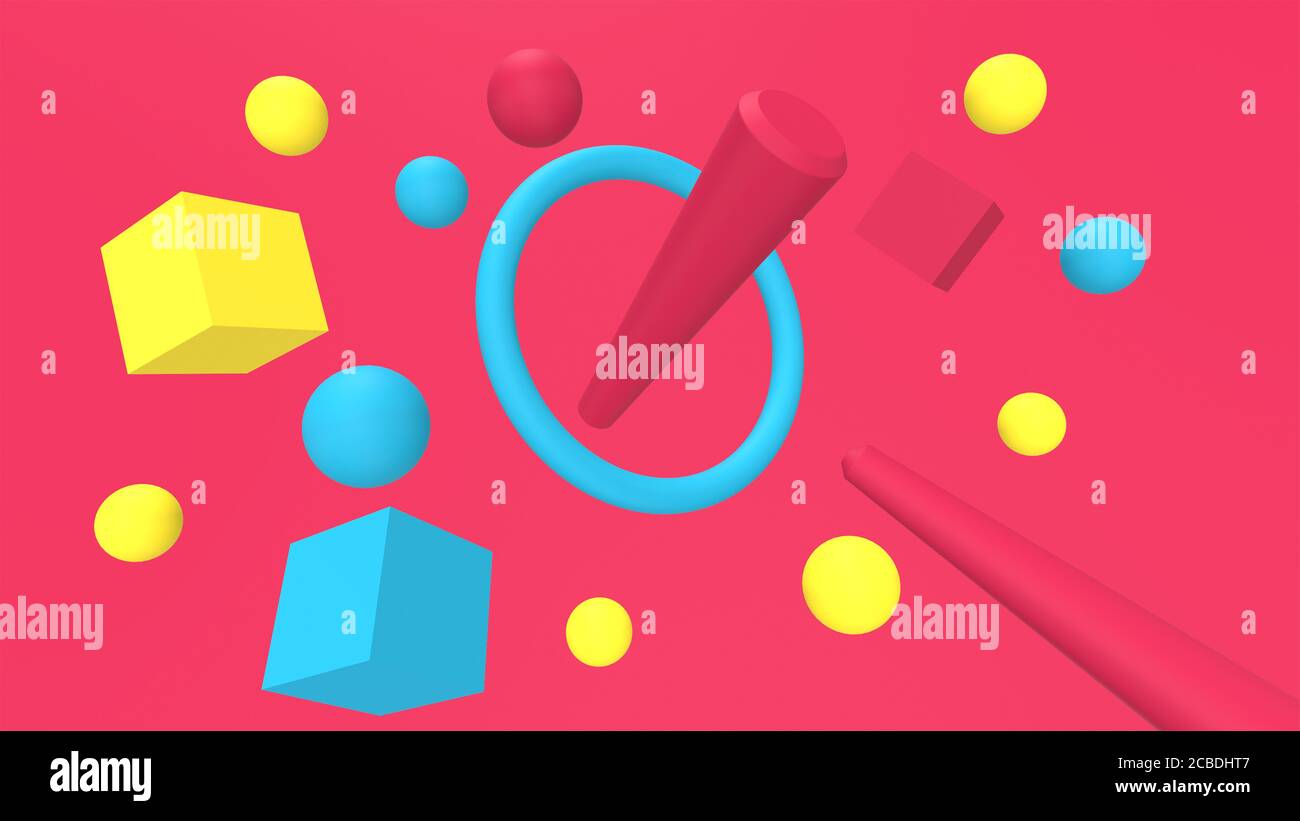 3d render Abstract multi-colored objects minimalist background Stock ...