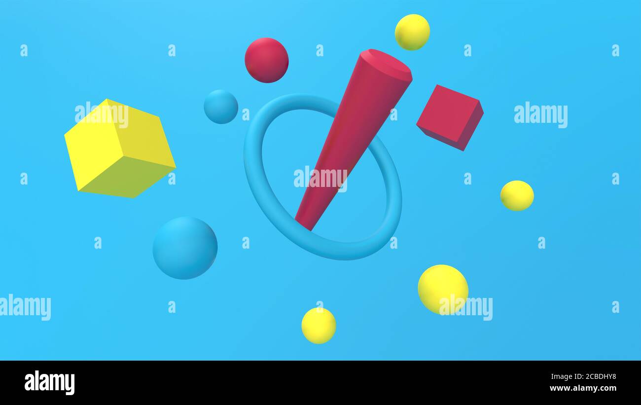 3d render Abstract multi-colored objects minimalist background Stock ...