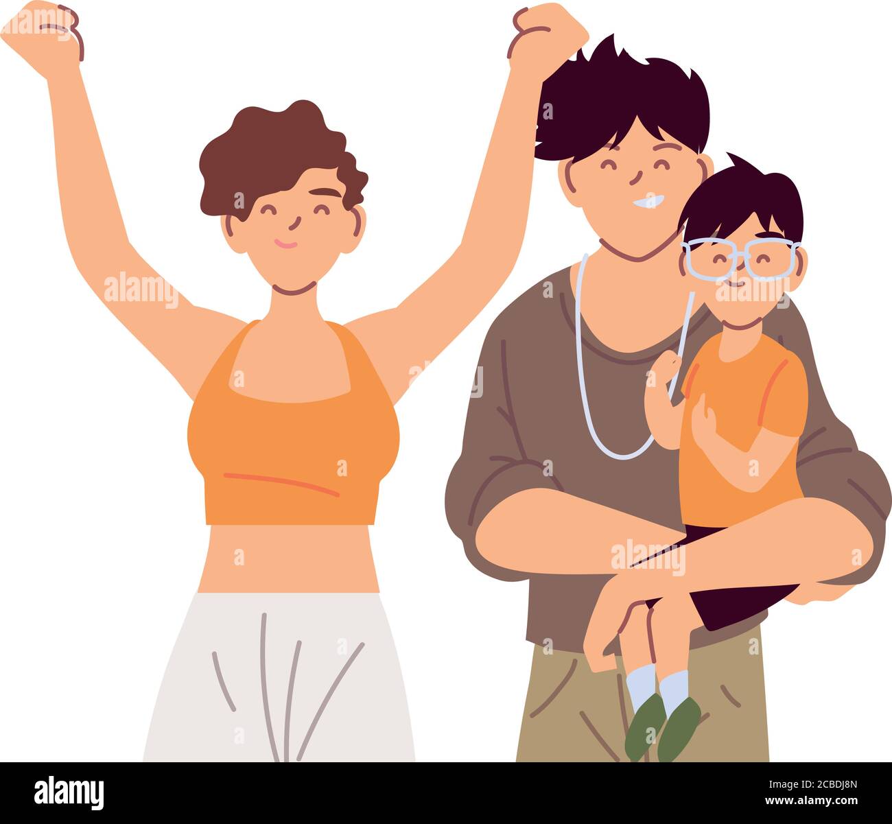 Mother father and son cartoons design, Family relationship and ...