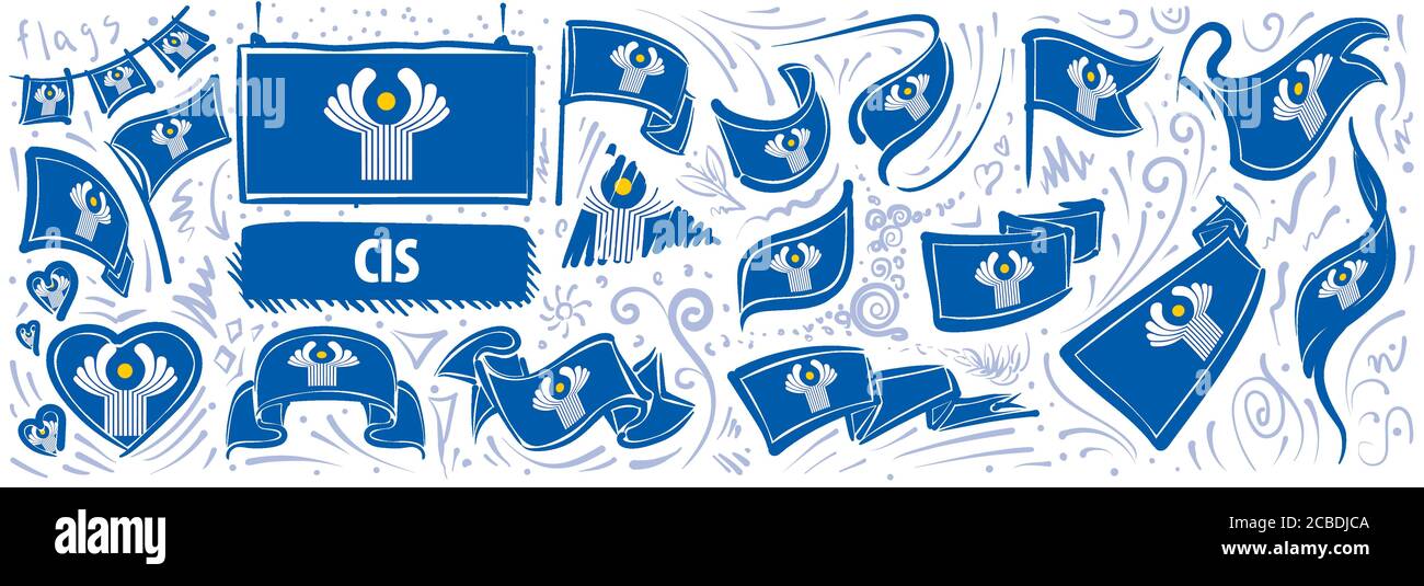 Vector set of the national flag of CIS in various creative designs ...