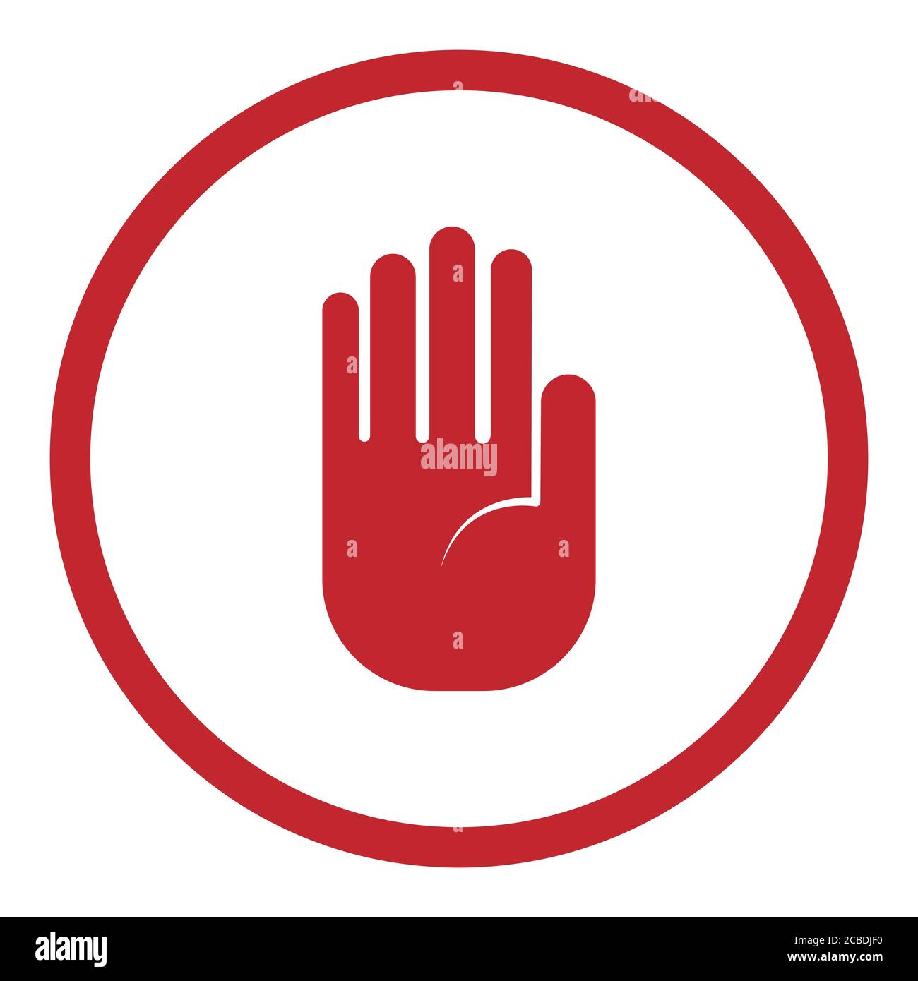 Round sign with raised open palm. Simple vector illustration, simple ...