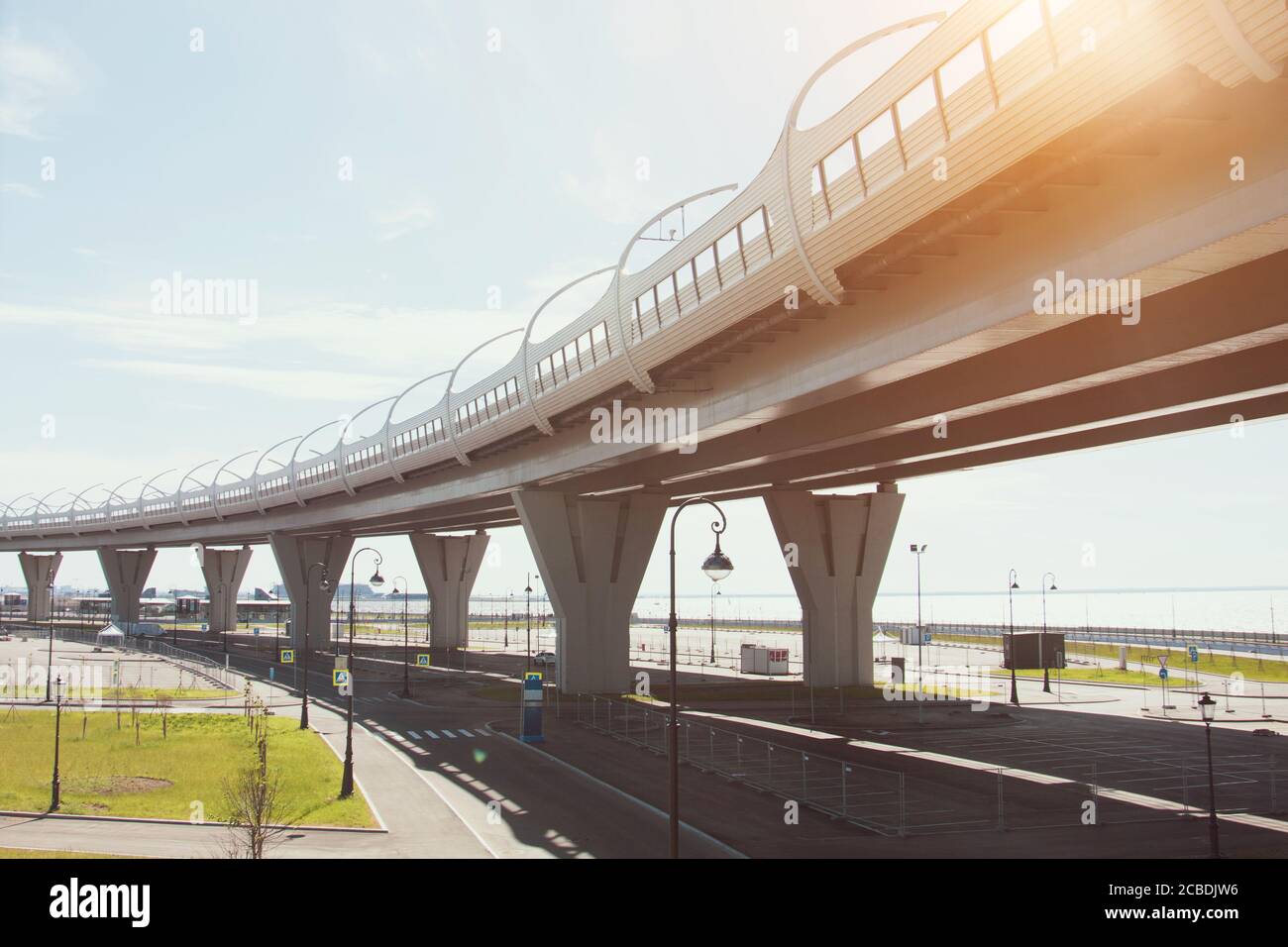 Turn on the highway highway viaduct view from under the bridge Stock ...