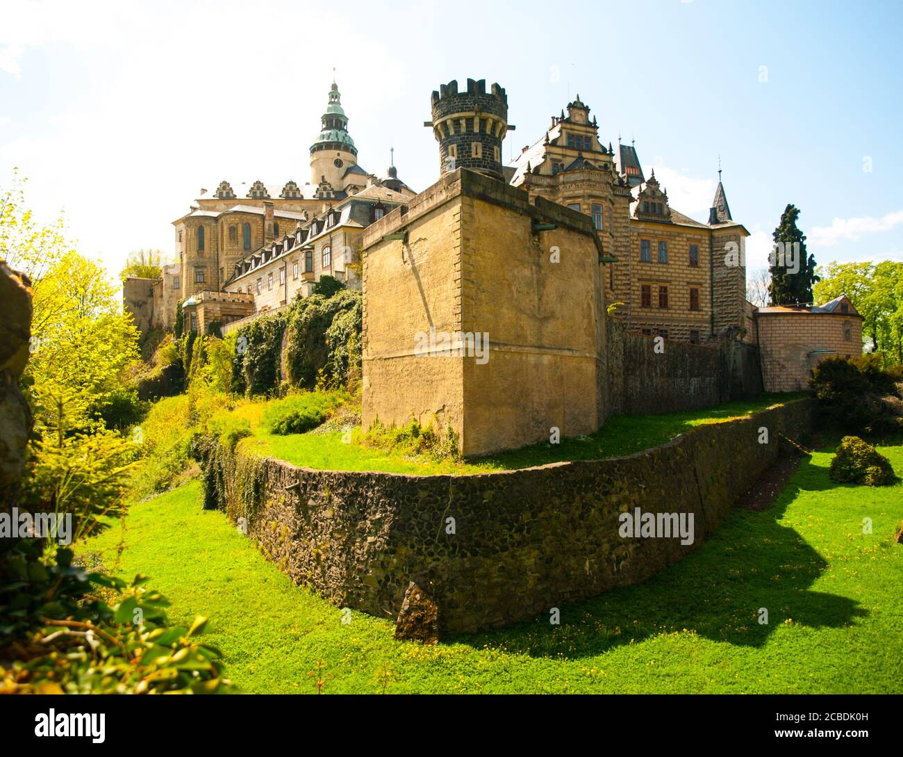 Dry castle moat around Frydlant castle in Northern Bohemia, Czech ...