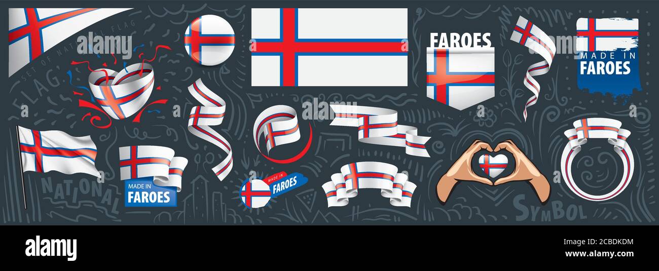 Vector set of the national flag of Faroe Islands in various creative ...