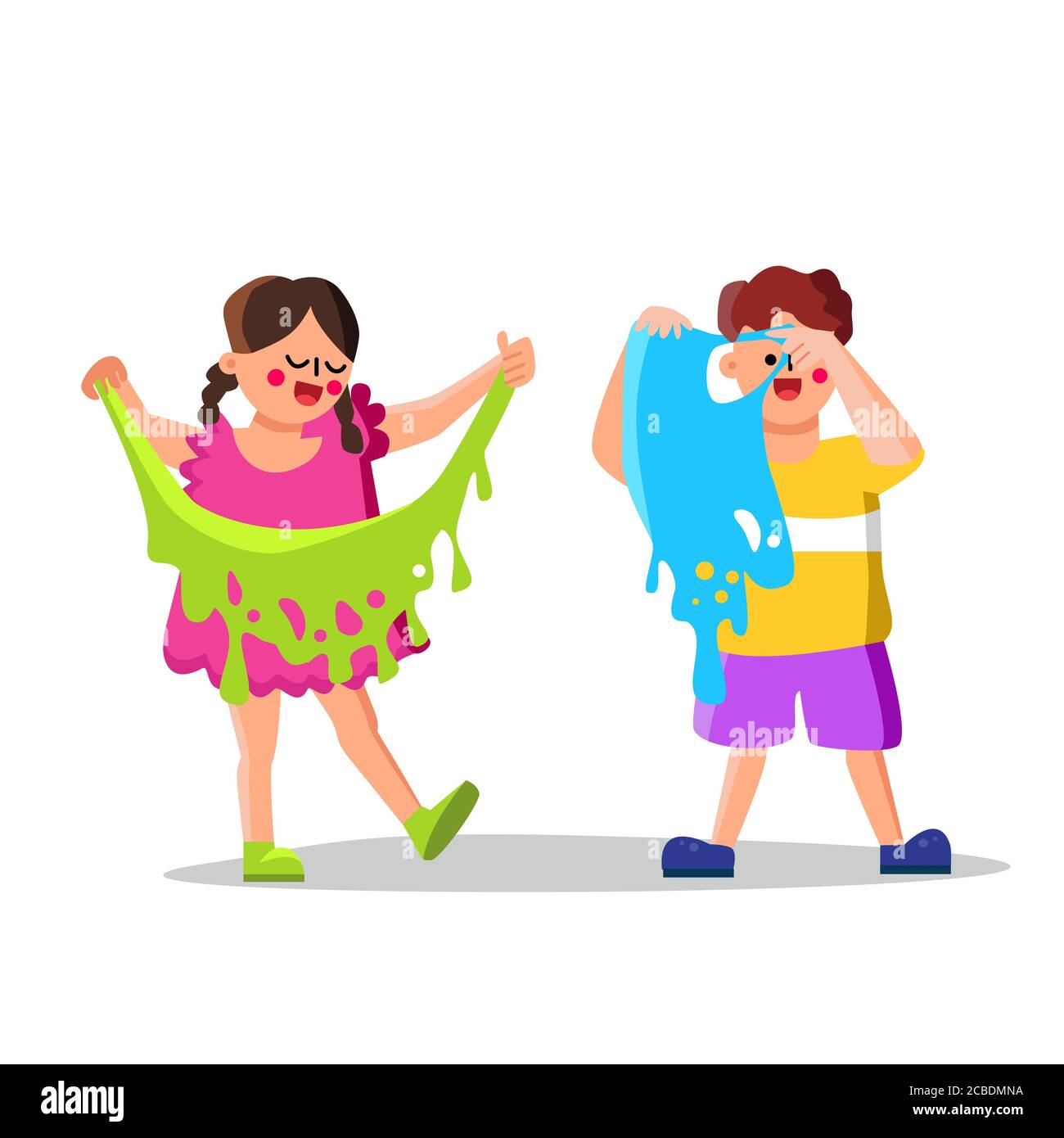 Slime Toy Playing Children Boy And Girl Vector Stock Vector Image & Art ...