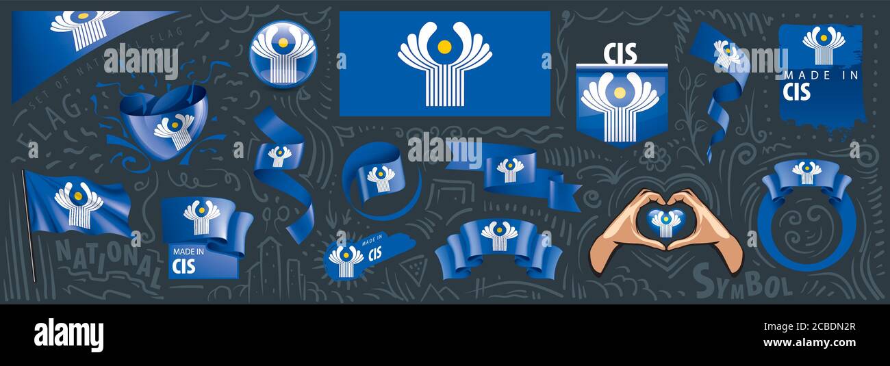 Vector set of the national flag of CIS in various creative designs ...