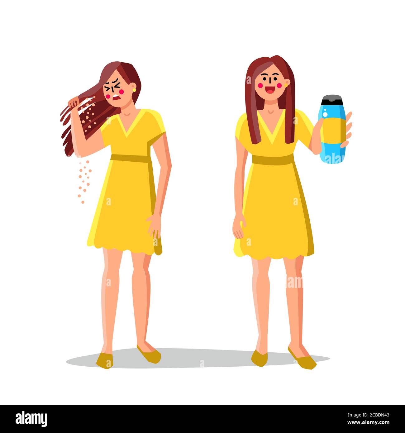 Dandruff Hair Problem And Treatment Shampoo Vector Stock Vector Image ...